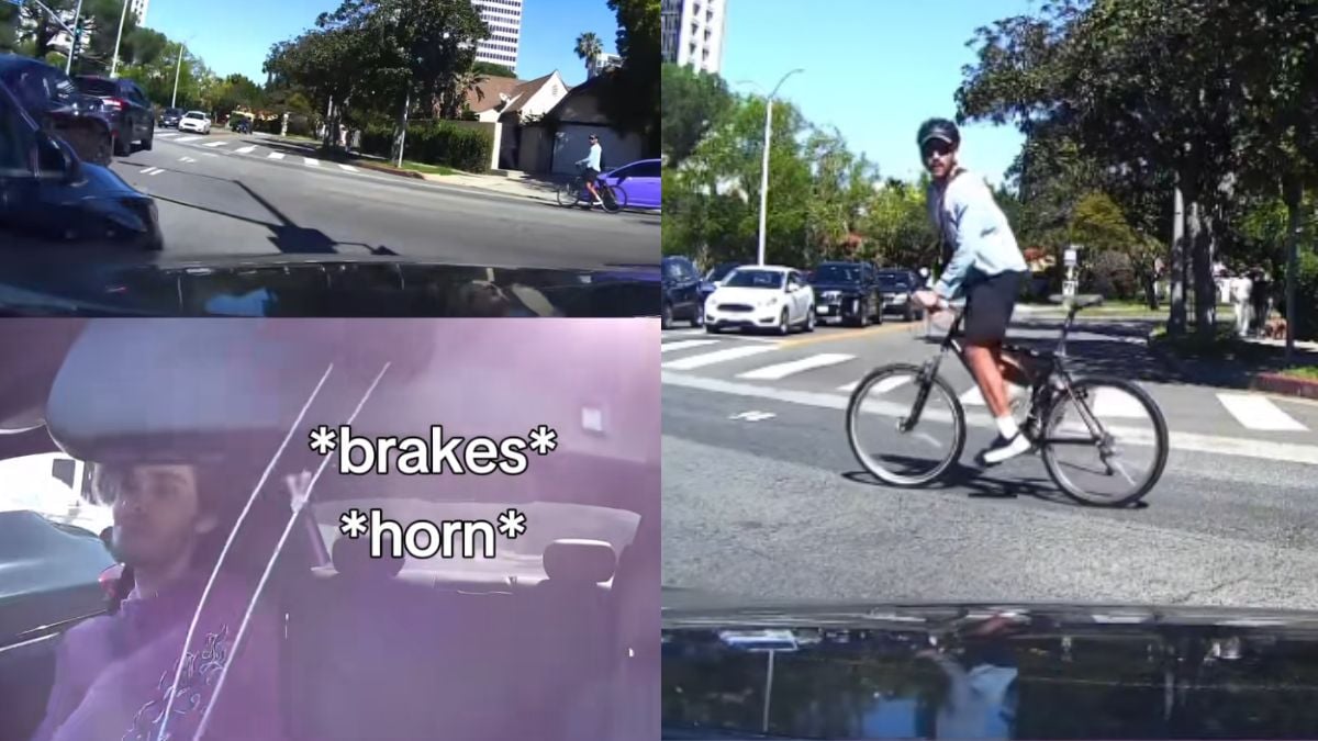 California Driver Gets Hit by Car Changing Lanes, Cyclist Randomly ...